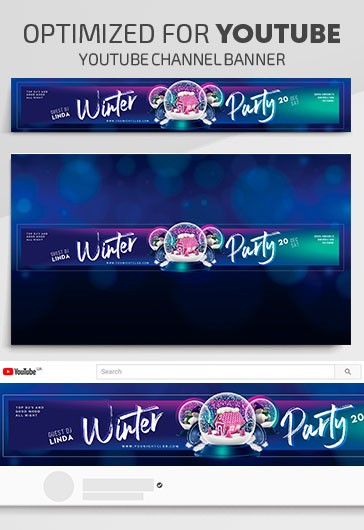 Blue Creative Winter Party Youtube Free Social Media Template PSD | by ...