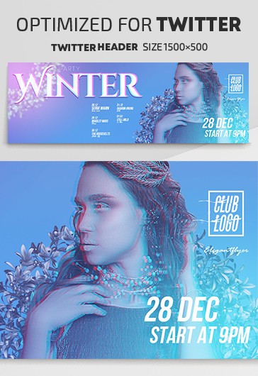 Blue Gradient Winter Party Twitter Premium Social Media Template PSD ...