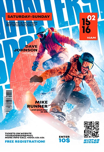 Blue Bright Winter Sport Free Flyer Template PSD | by Elegantflyer