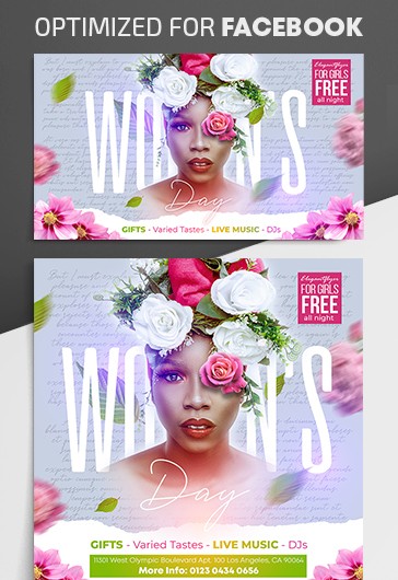 White Floral & Plants Womens Day Facebook Premium Social Media Template PSD