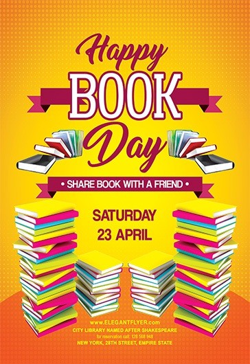 Yellow Bright World Book Day Premium Flyer Template PSD | by Elegantflyer