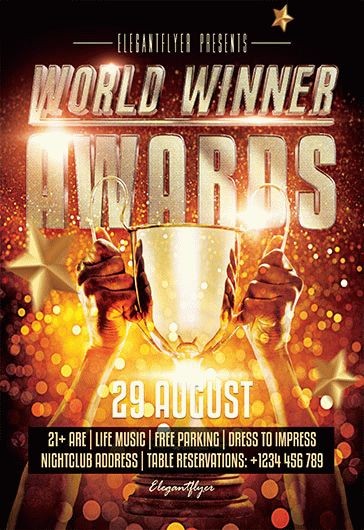 Black and Gold Luxury World Winner Awards Premium Flyer Template PSD ...