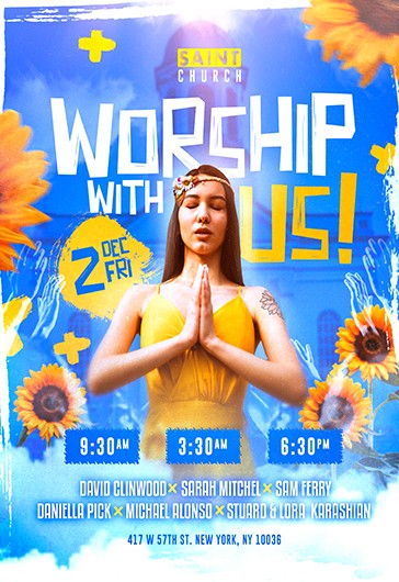 Blue Creative Worship Premium Flyer Template PSD | by Elegantflyer