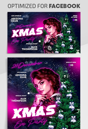 Xmas Eve Party - Free Facebook Cover Template in PSD + Post + Event ...