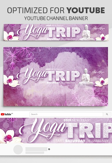 Purple Creative Yoga Trip Youtube Premium Social Media Template PSD ...