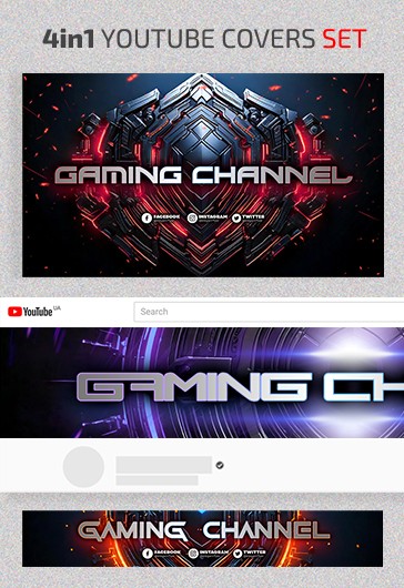Black Modern Youtube Gaming Banner Premium Social Media Template PSD ...